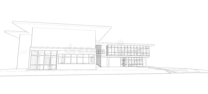 Illustration of Building Design in Wireframe Stock Illustration ...