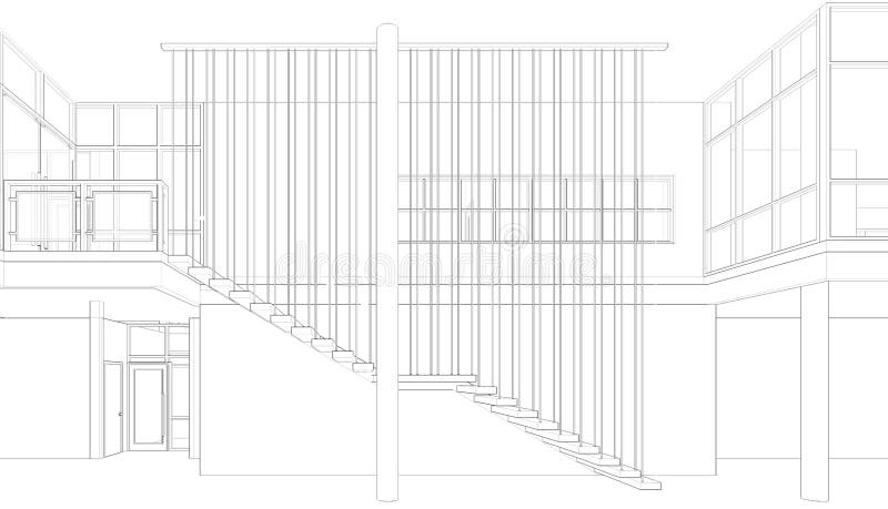 Illustration of Building Design in Wireframe Stock Illustration ...