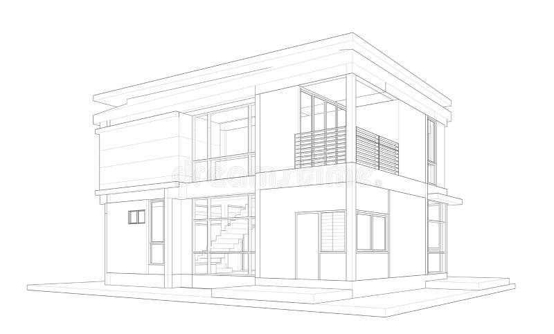 Illustration of Building Design in Wireframe Stock Illustration ...
