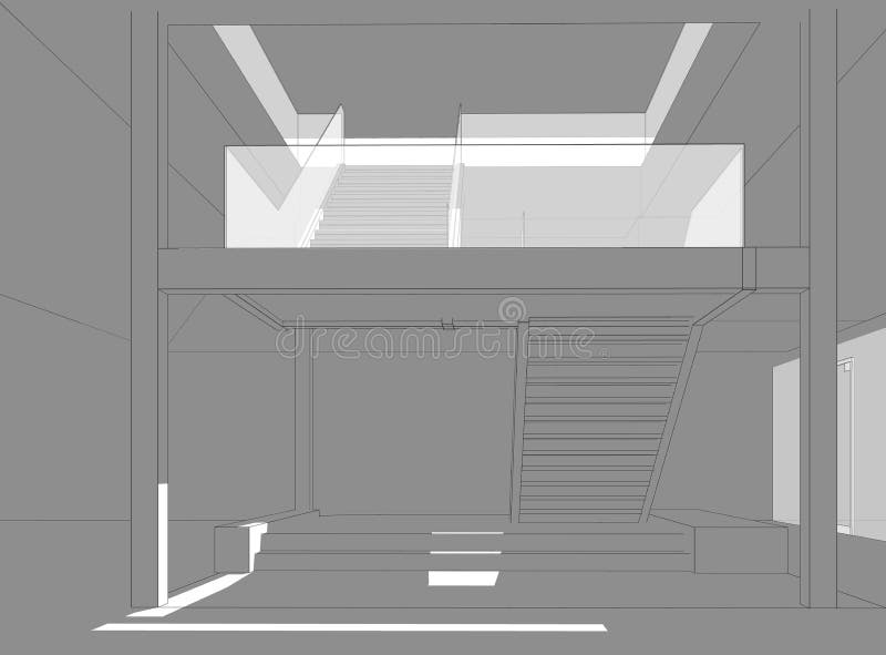 Illustration of Building Design in Wireframe Stock Illustration ...