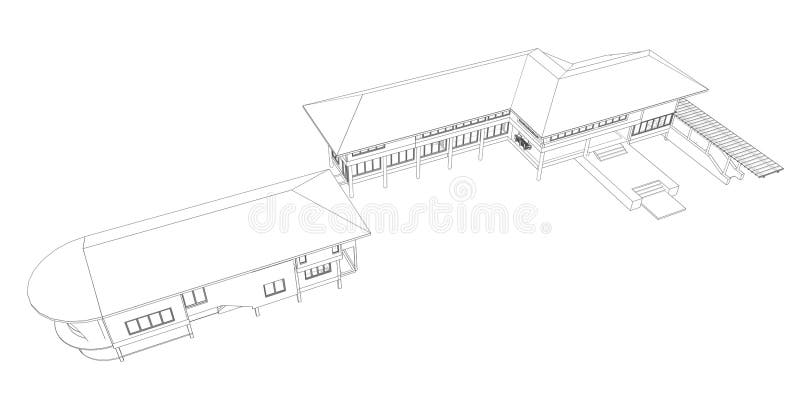 Illustration of Building Design in Wireframe Stock Illustration ...