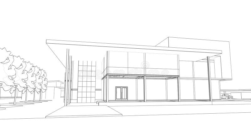 Illustration of Building Design in Wireframe Stock Illustration ...
