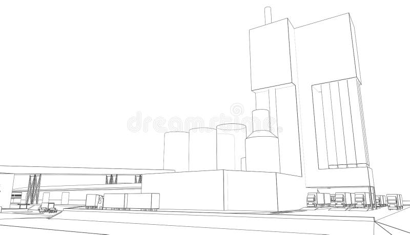 Illustration of Building Design in Wireframe Stock Illustration ...