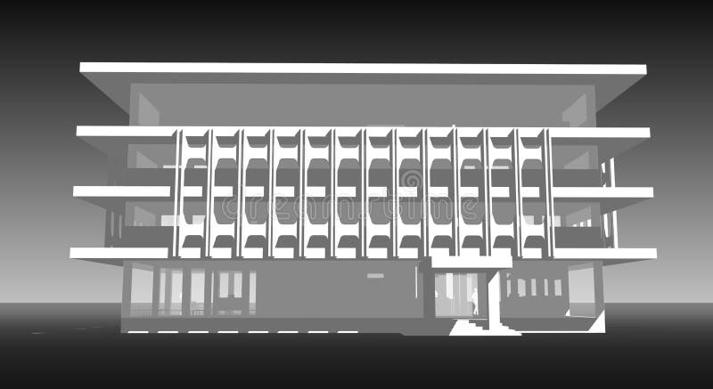 Illustration of Building Design in Wireframe Stock Illustration ...