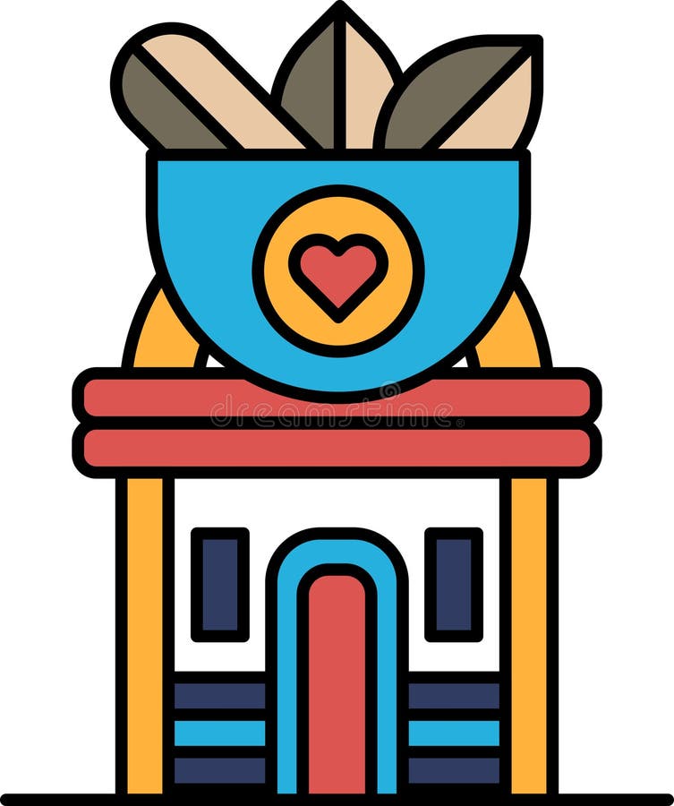 Illustration of a Building and a Medicine in Line Drawing Style Stock ...