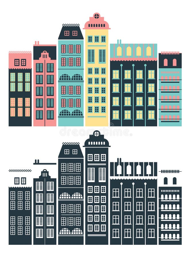 Illustration of buildings. stock vector. Illustration of decorative ...