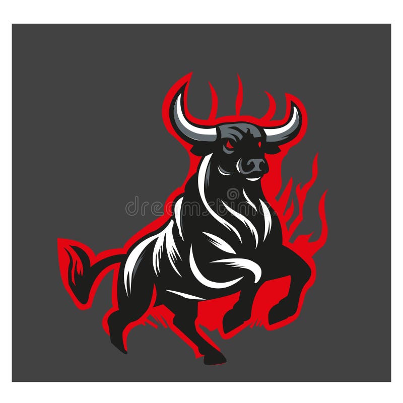 Illustration of a Bull with Burning Fire Stock Illustration ...