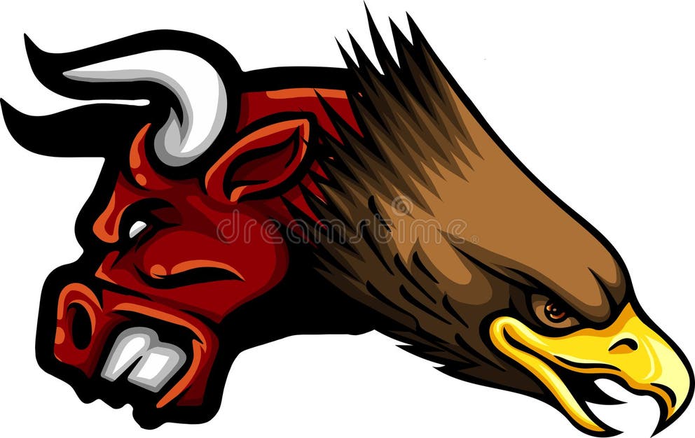 Vector Illustration of Bull and Eagle Head Stock Vector - Illustration ...