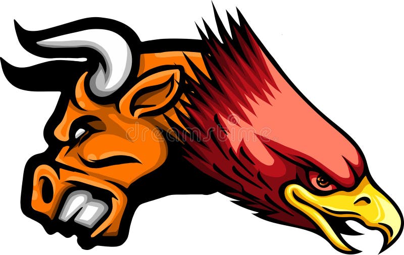Vector Illustration of Bull and Eagle Head Stock Vector - Illustration ...