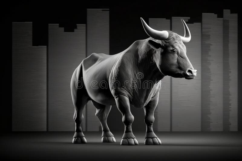 Illustration of a Bull in Front of a Stock Market Graphic.Concept Stock ...