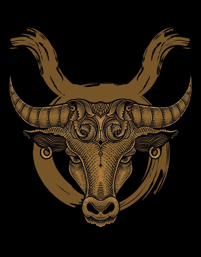 Head of Taurus Bull Front View Stock Vector - Illustration of mascot ...