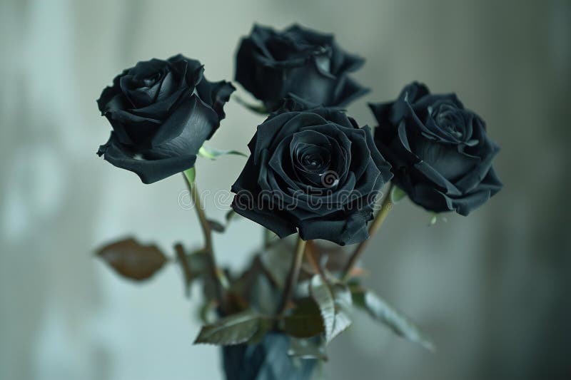 A Bunch of Black Roses is Shown in a Vase, High Quality, High ...