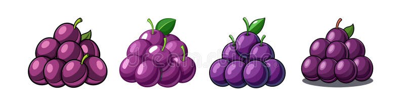 Illustration of Bunch of Ripe, Purple Plums Stock Vector - Illustration ...