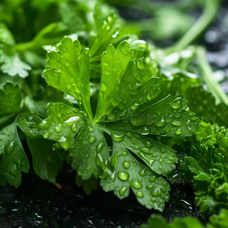 Illustration of a Bundle of Fresh Parsley with Water Drops, Generative ...