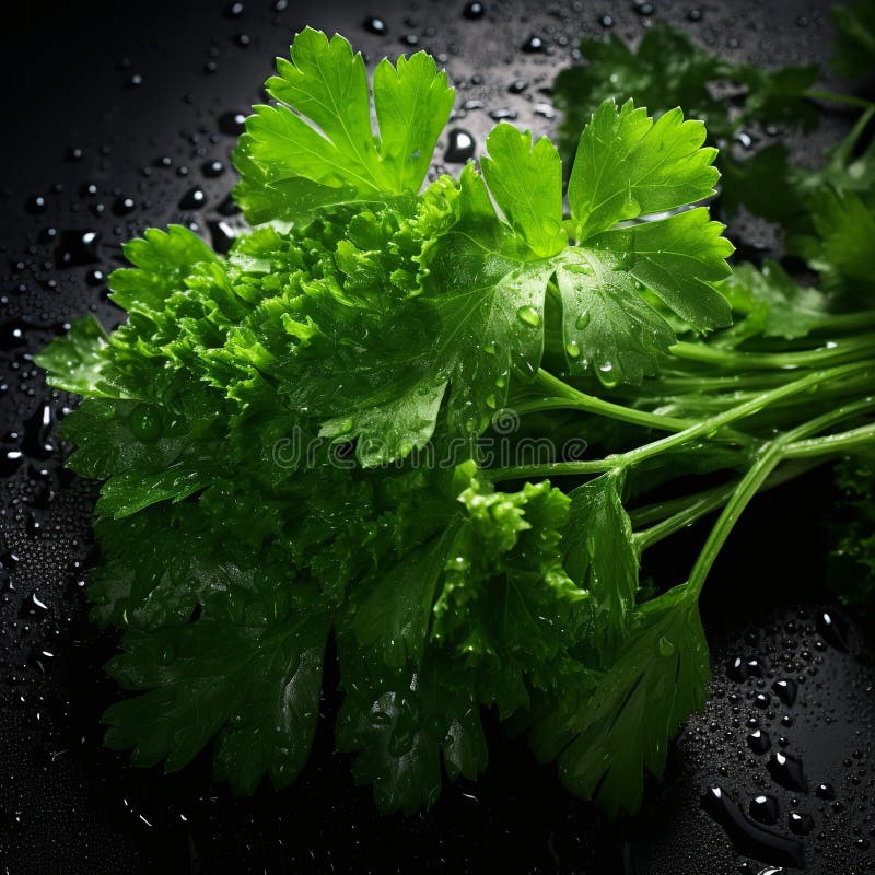 Illustration of a Bundle of Fresh Parsley with Water Drops, Generative ...