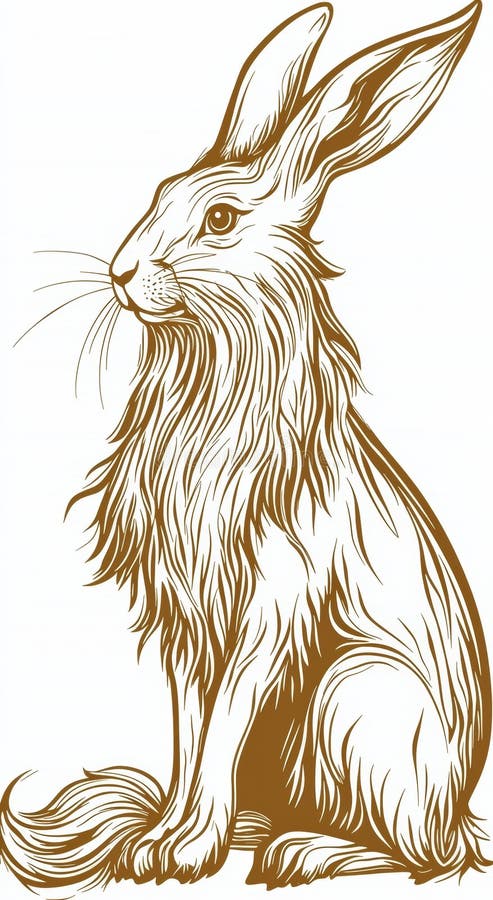 Illustration of a Bunny Rabbit or Hare Hand Drawn in Engraving Stock ...