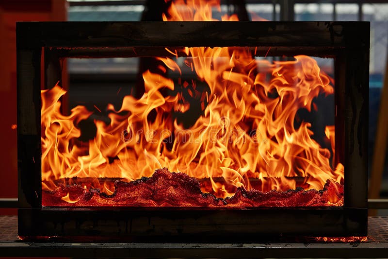Burning Fire in a Fireplace, Closeup of Photo with Selective Focus ...