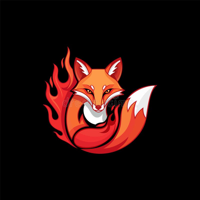 Illustration of a Burning Fire Fox Logo Design Template Stock Vector ...