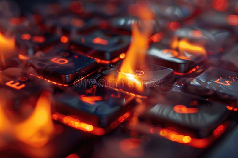 Illustration of Burning Keyboard in Fire Flames. Stock Illustration ...