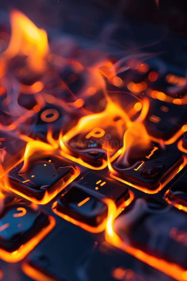 Illustration of Burning Keyboard in Fire Flames. Stock Illustration ...