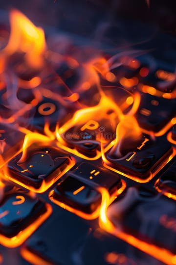 Illustration of Burning Keyboard in Fire Flames. Stock Illustration ...