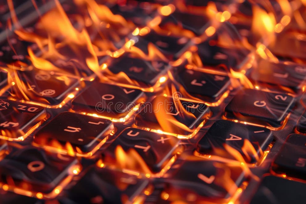 Illustration of Burning Keyboard in Fire Flames. Stock Illustration ...