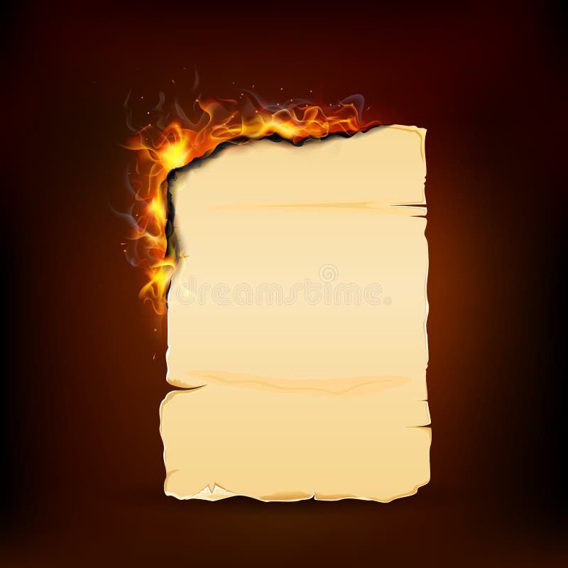 Burning Piece of Vintage Paper Stock Vector - Illustration of heat ...