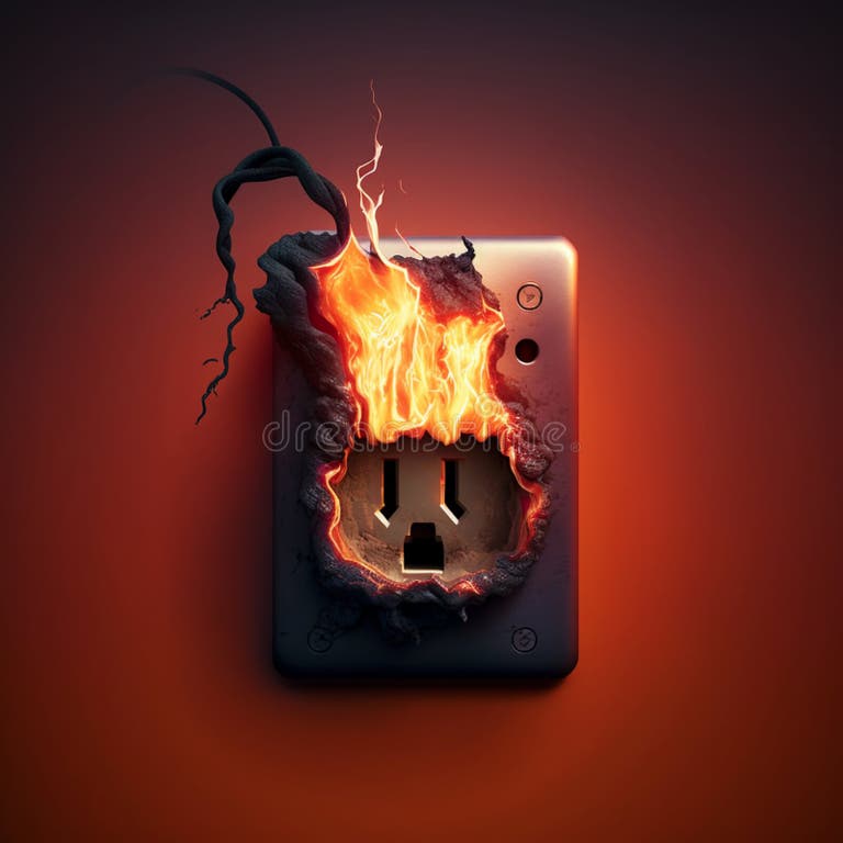 Illustration of a Burning Power Socket Ai, Generative Stock ...