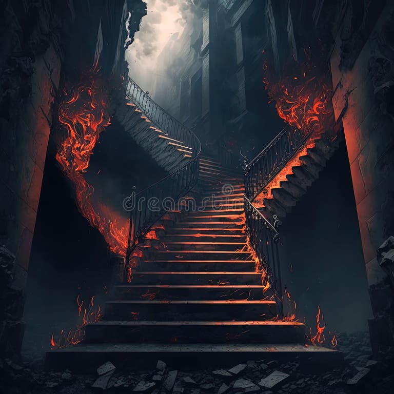 Illustration of Burning Stairs To the Hell Stock Illustration ...