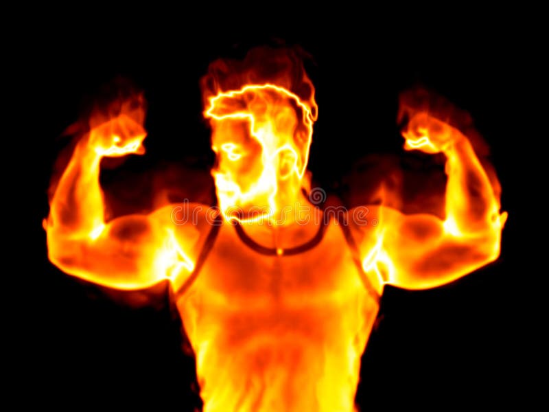 Burning strong man stock photo. Image of strong, flame - 106405464