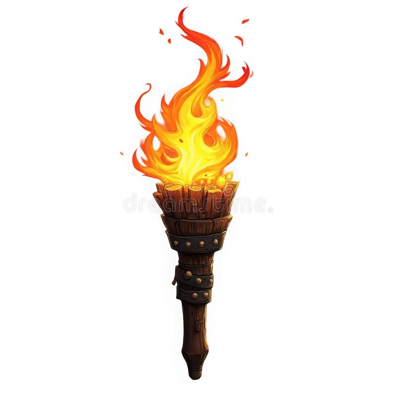Illustration of a Burning Wooden Torch Stock Illustration ...