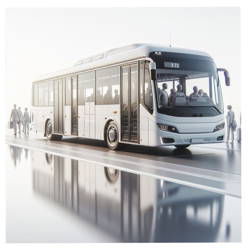 Illustration of a Bus Picking Up Passengers at the Terminal and Bus ...