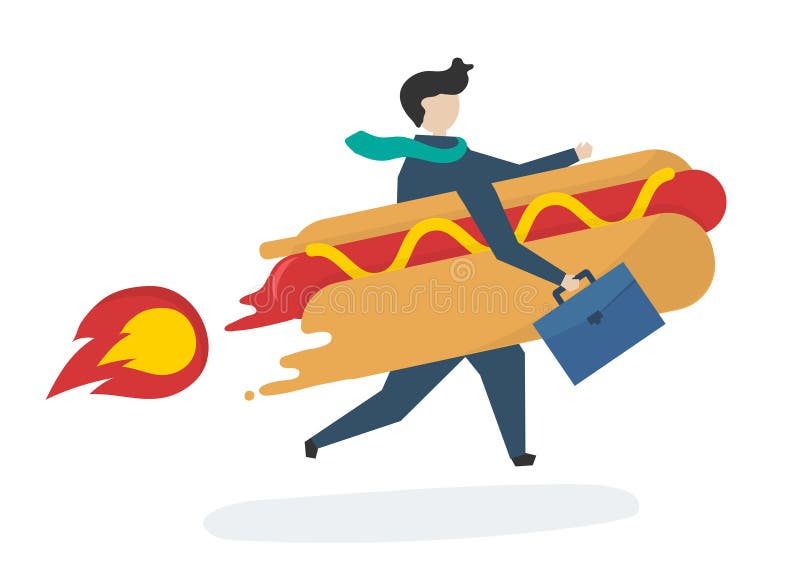 Illustration of a Business Character with Fast Food Stock Illustration ...