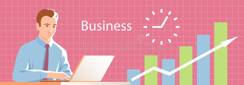 Illustration of a Business Man in a Work Process. Stock Vector ...