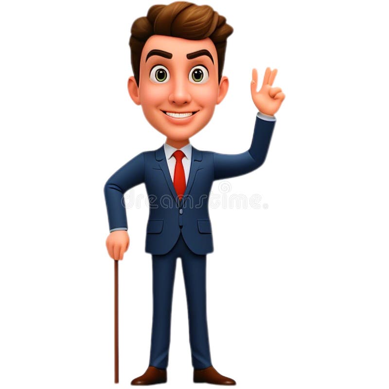 Illustration of a Business Manager Making Gestures with a Pointer Stick ...