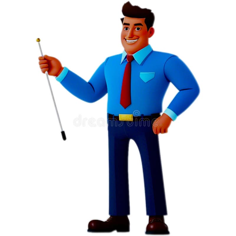 Illustration of a Business Manager Making Gestures with a Pointer Stick ...