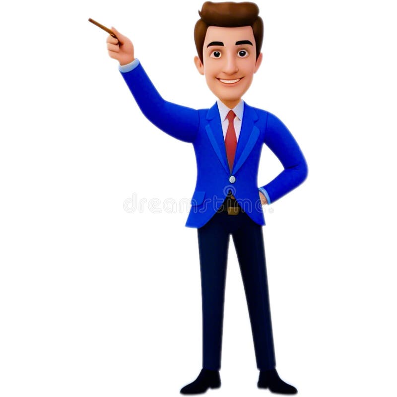 Illustration of a Business Manager Making Gestures with a Pointer Stick ...