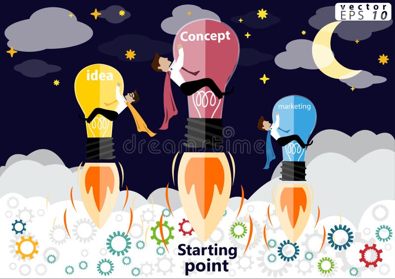 Vector Illustration Business Modern Idea and Concept. with Rockets ...
