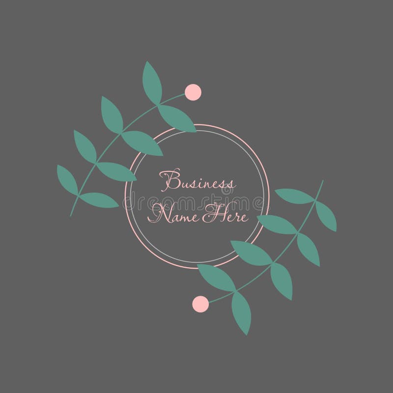 Illustration of Business Name Here Text and Leaves with Circles on Grey ...