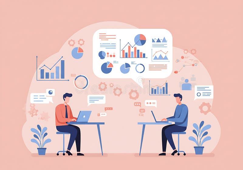 Illustration of Business Teamwork Data Analysis and Collaboration Stock ...