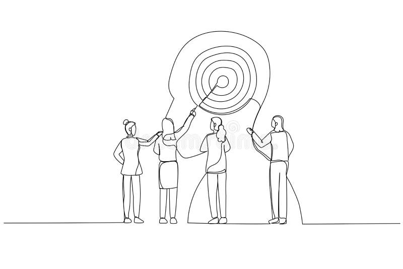 Illustration of Business Woman Target Customer and Develop Marketing ...