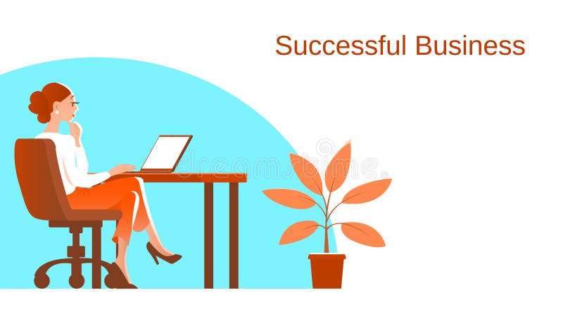 Illustration of a Business Women in a Work Process. Stock Vector ...