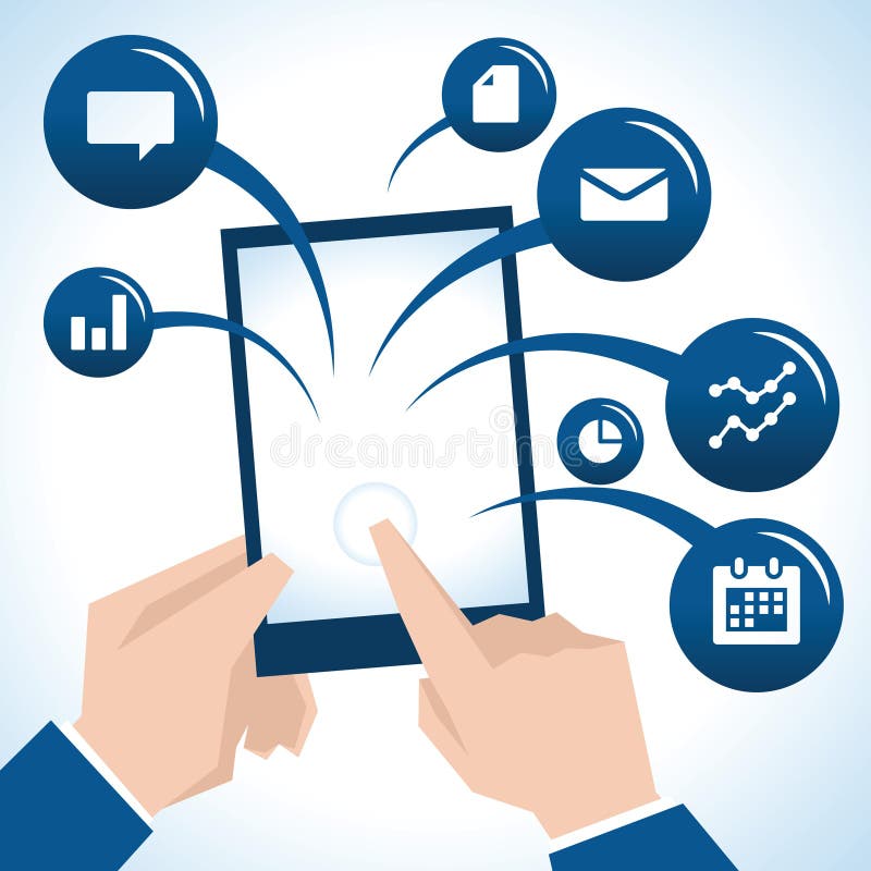 Illustration of Businessman with Digital Tablet and Icons Stock Vector ...