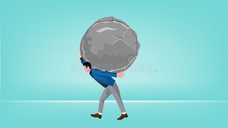 Illustration of a Businessman Lifting a Large Stone Suitable for ...