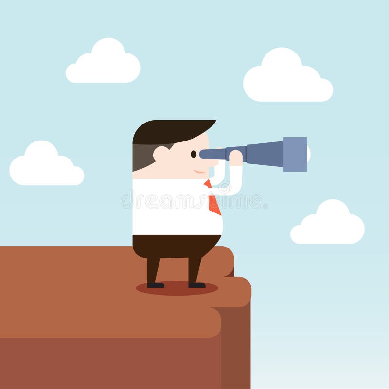 Illustration of Businessman is Looking Forward by Using Binoculars ...