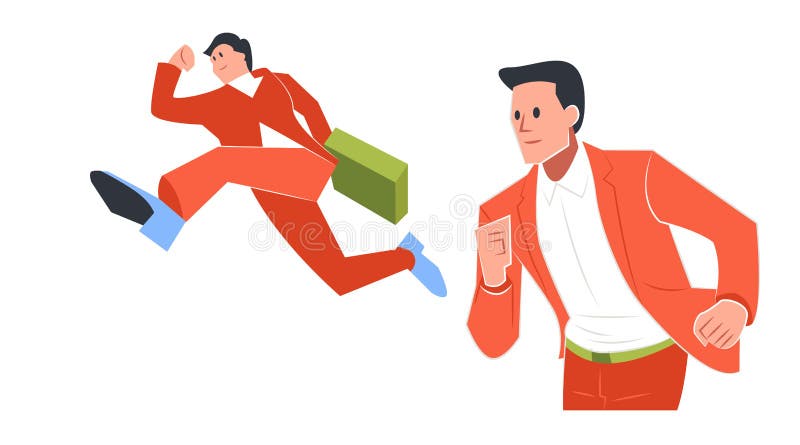 Illustration of a Businessman Pose Run Towards the Target. Handsome Run ...