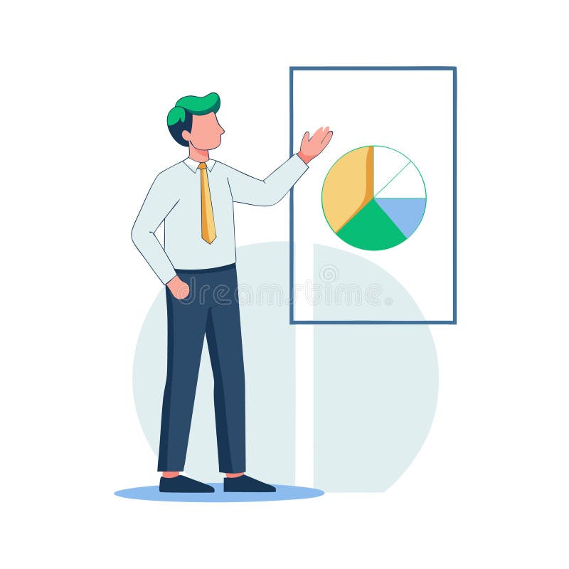 Business Professional Presenting Data Analysis with a Pie Chart on a ...