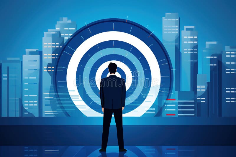 Illustration of Businessman Standing in Front of Target Goal Stock ...
