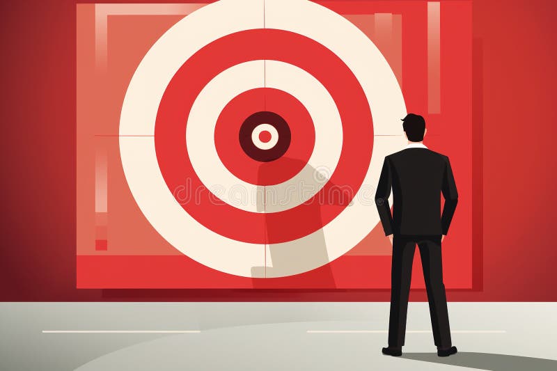 Illustration of Businessman Standing in Front of Target Goal Stock ...