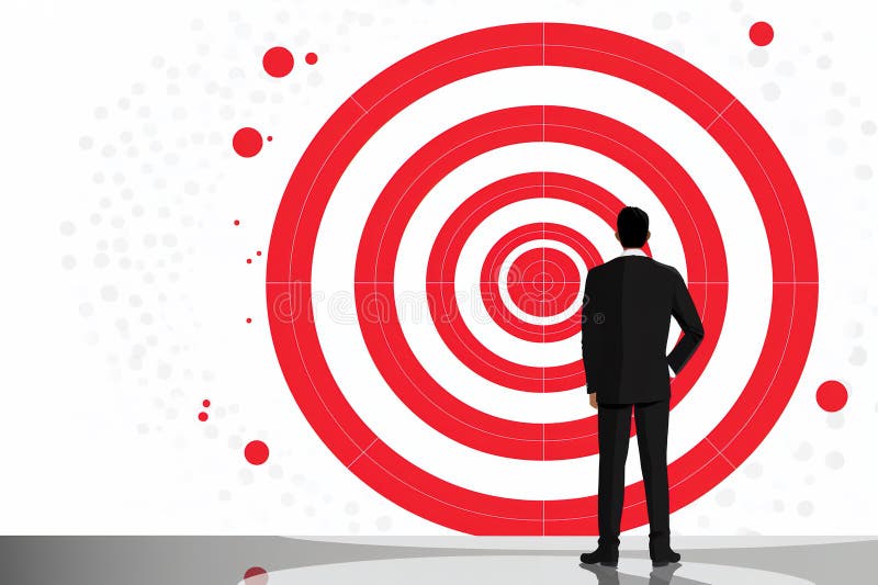 Illustration of Businessman Standing in Front of Target Goal Stock ...